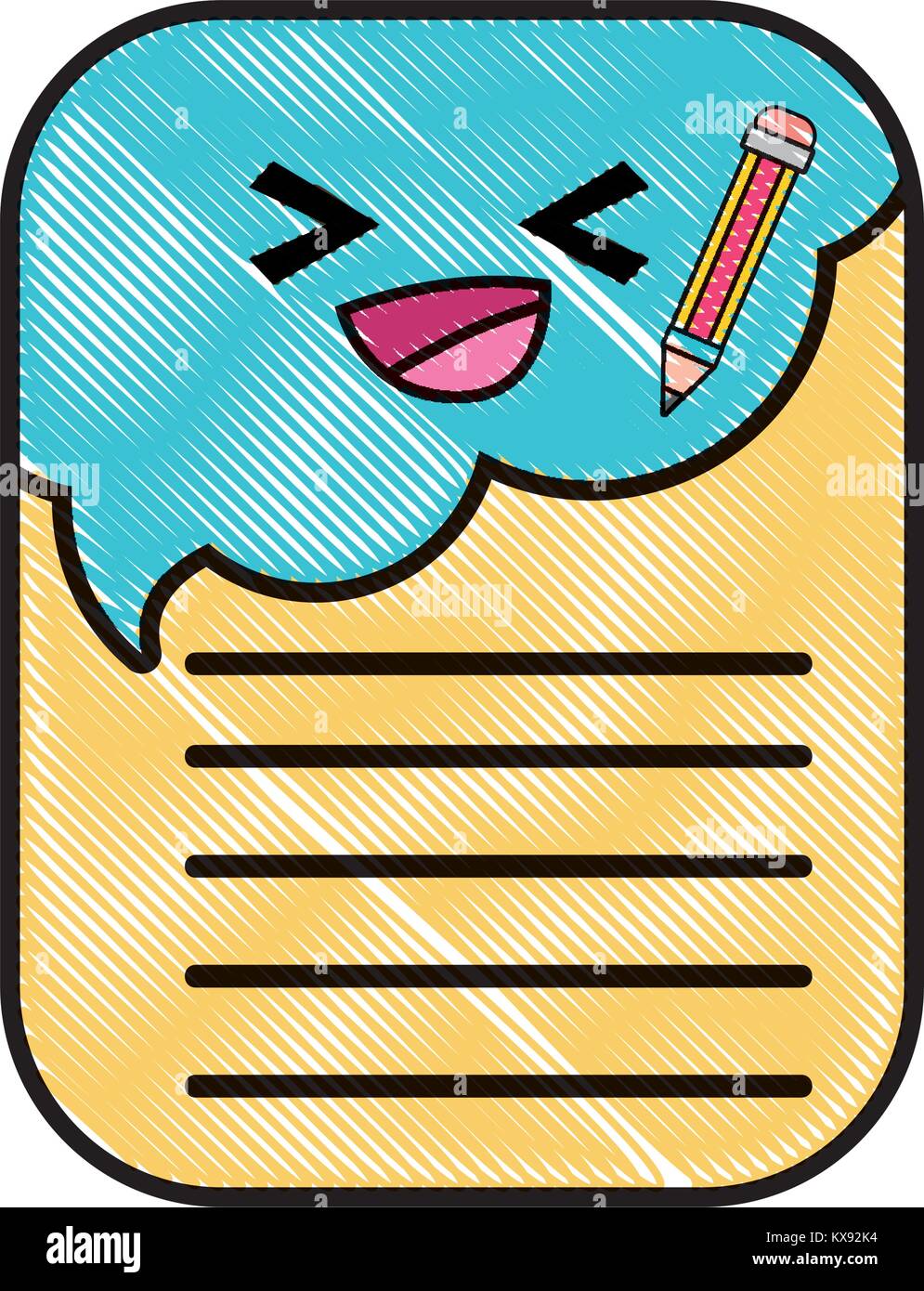 grated happy and cute note paper kawaii Stock Vector Image & Art - Alamy