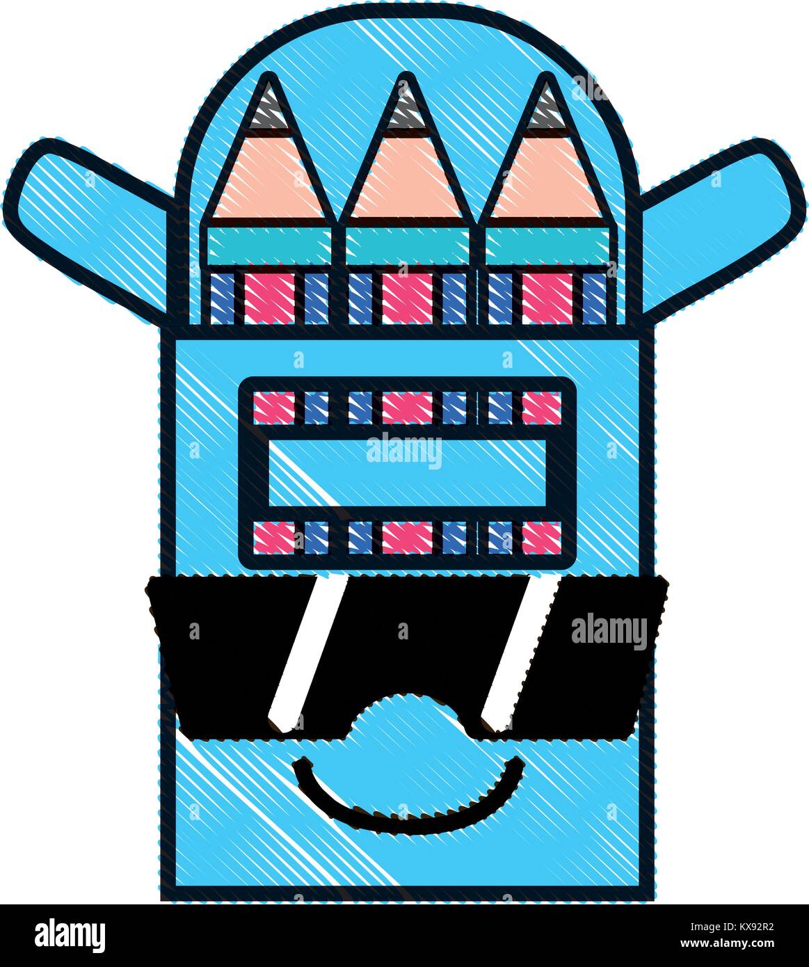 grated happy and tender colored pencil kawaii with sunglasses Stock ...