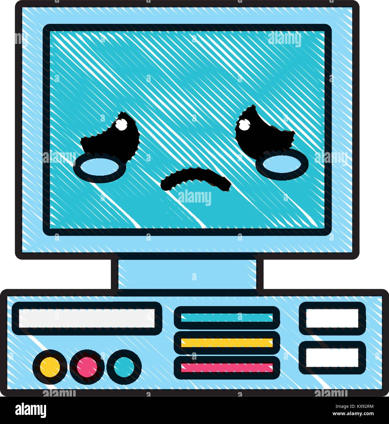 grated crying and tender computer technology kawaii Stock Vector Image ...