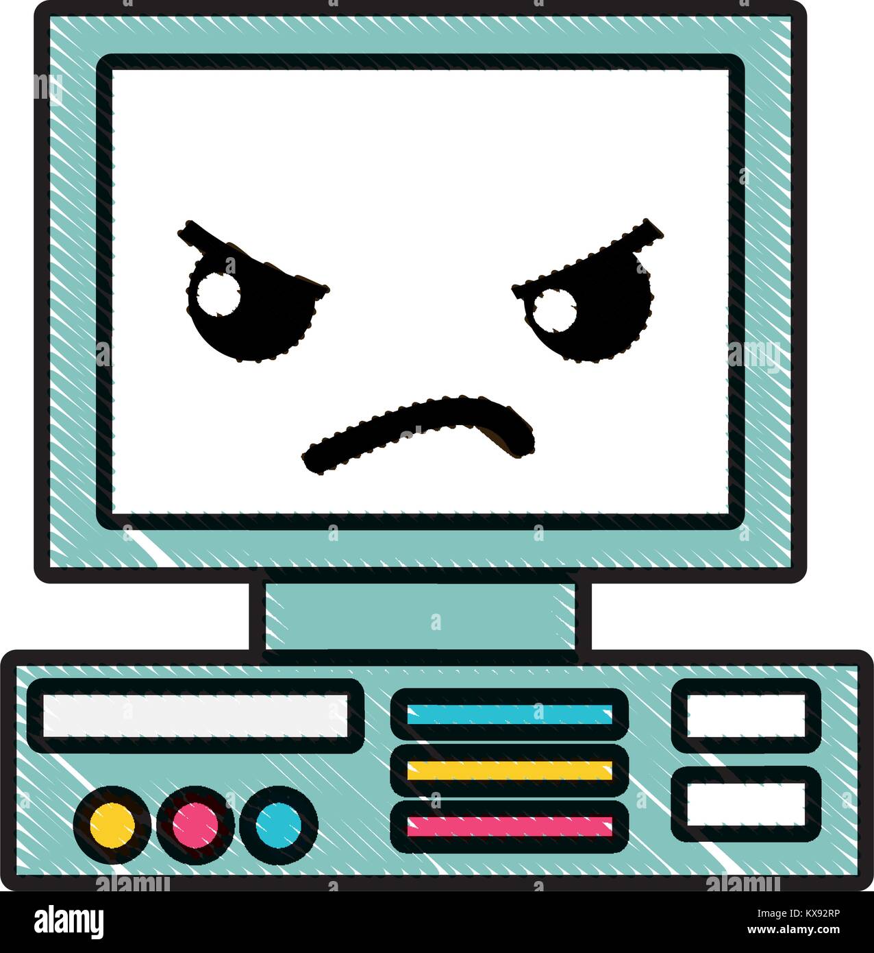 grated angry and cute computer technology kawaii Stock Vector Image ...