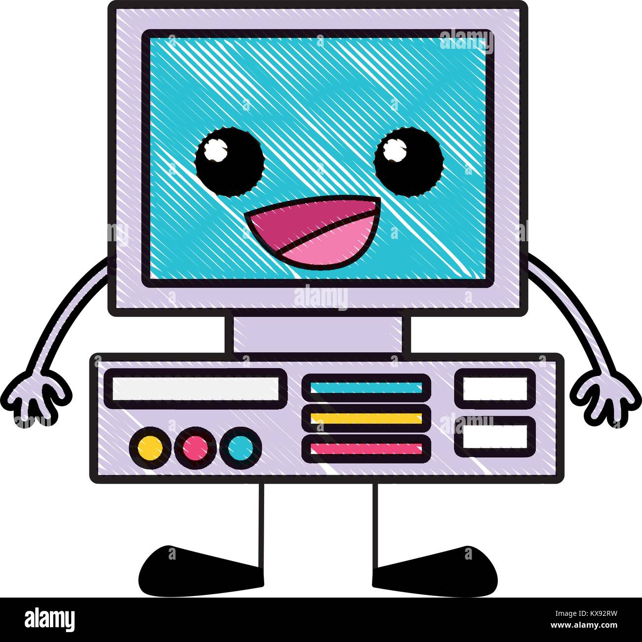 grated happy computer technology kawaii with arms and legs Stock Vector ...