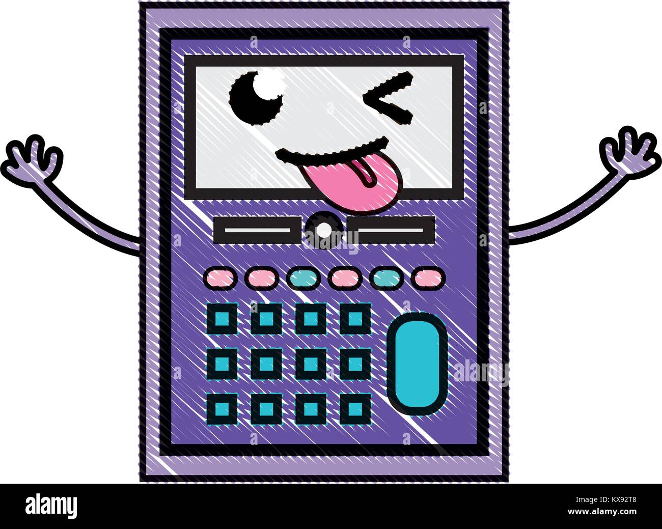 grated funny calculator object kawaii with arms Stock Vector Image ...