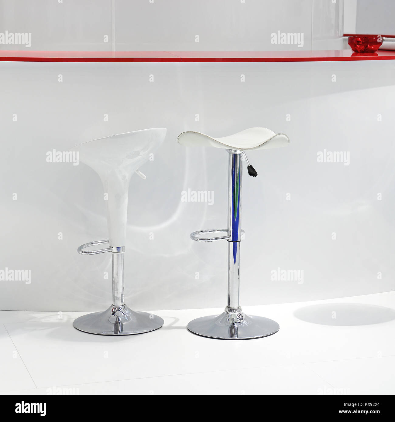Two Stools Chairs at White Bar Stock Photo - Alamy