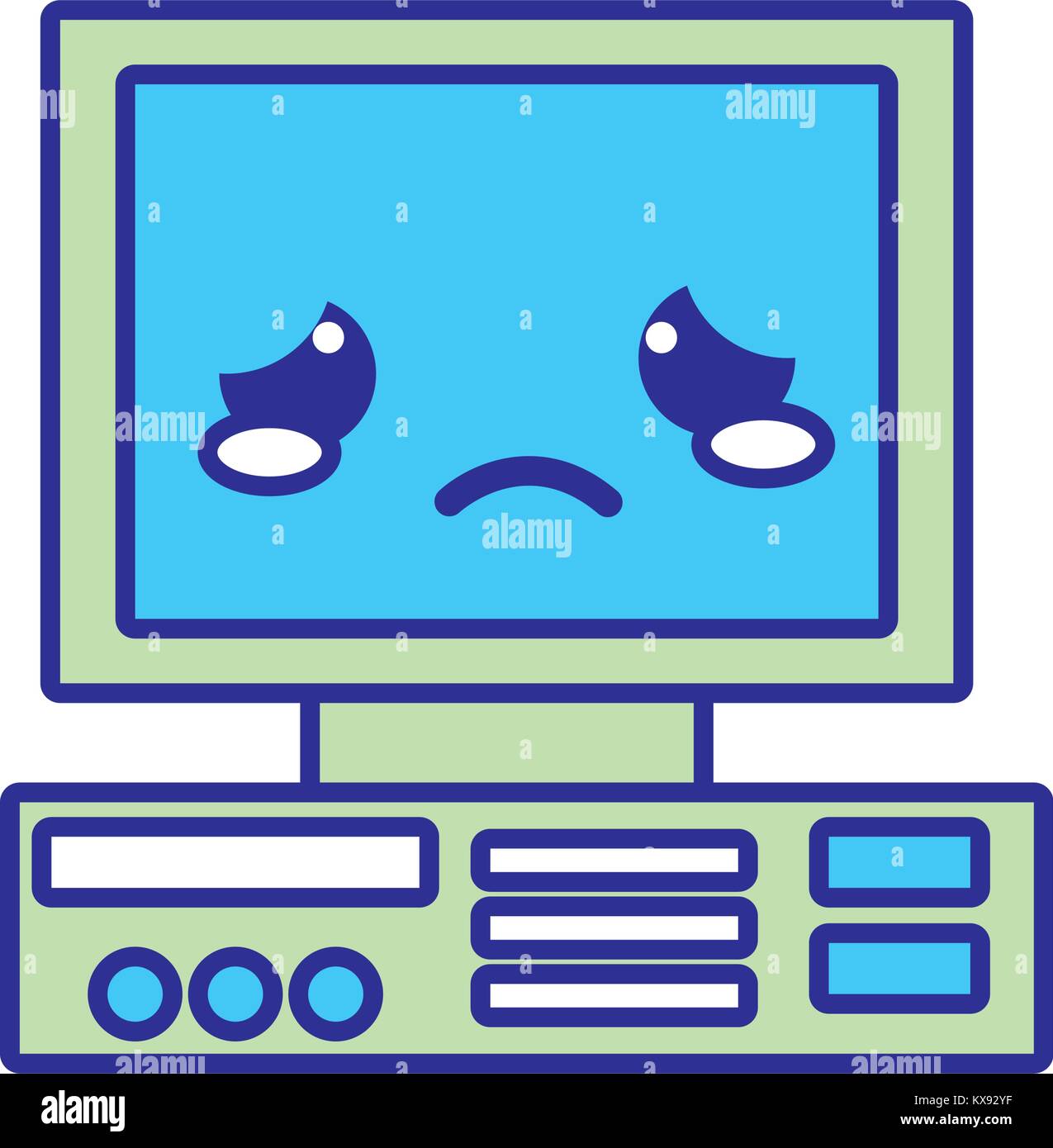 line color crying and tender computer technology kawaii Stock Vector ...