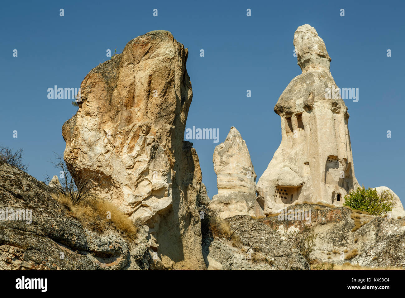 House inside rock (R), Pigeon Valley, near Uchisar, Cappadocia, Turkey ...