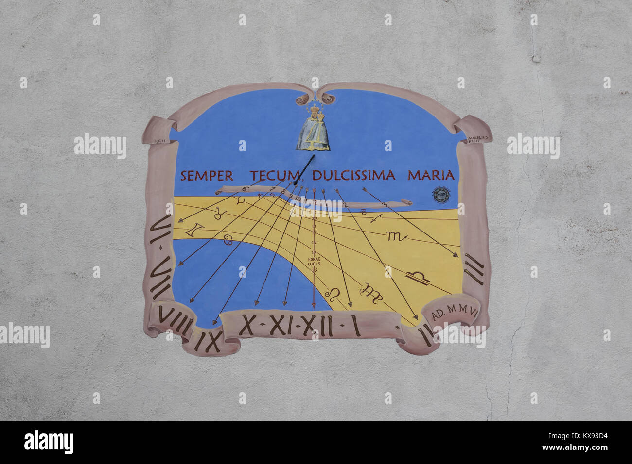 Sundial on the pilgrimage church of Monte Santo di Lussari, Friuli ...