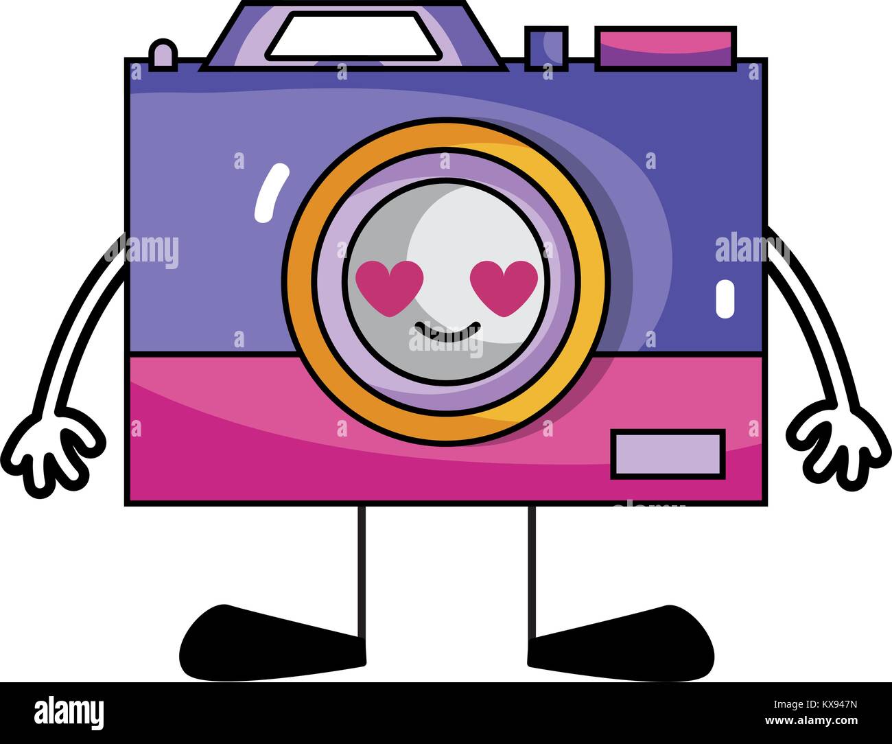 camera technology in love kawaii with arms and legs Stock Vector Image ...