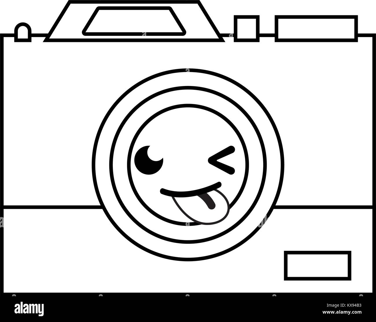 line funny camera technology kawaii cartoon Stock Vector Image & Art ...