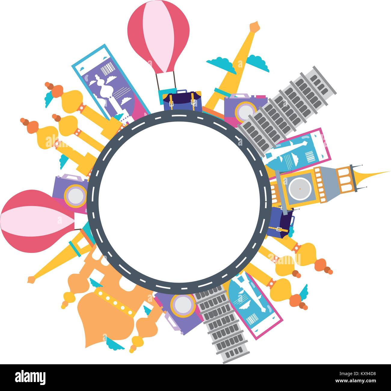 colorful world travel journey sites adventure Stock Vector Image & Art ...