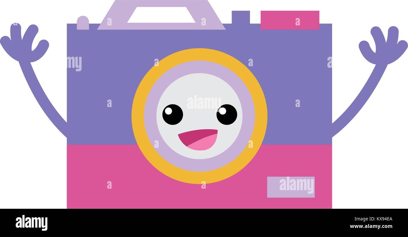 colorful happy camera technology kawaii with arms Stock Vector Image ...