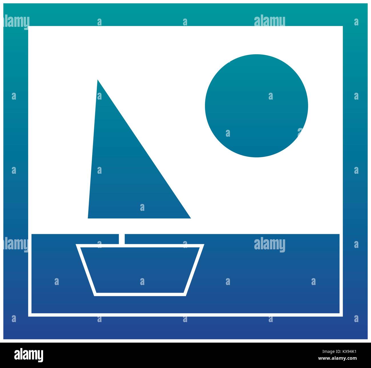 silhouette frame picture with ship and sun design Stock Vector Image ...