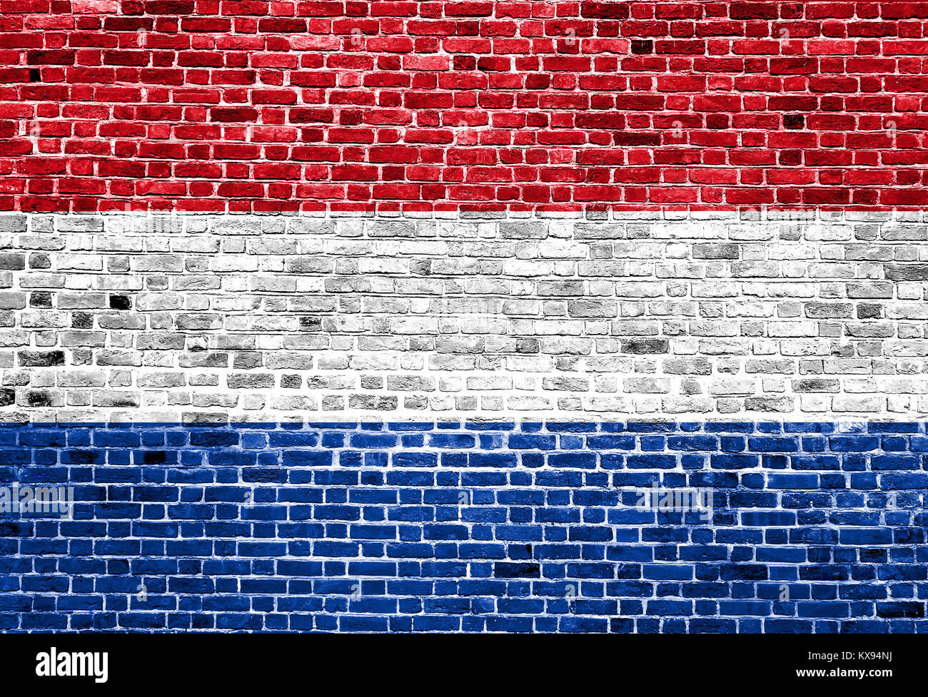Flag of Netherlands painted on brick wall, background texture Stock ...