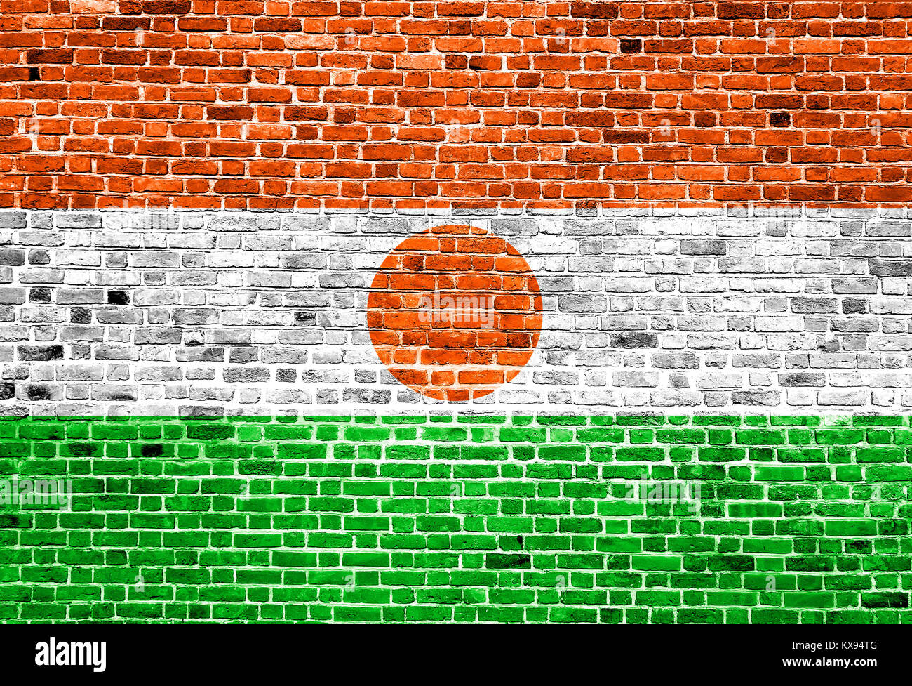 Flag of Niger painted on brick wall, background texture Stock Photo - Alamy