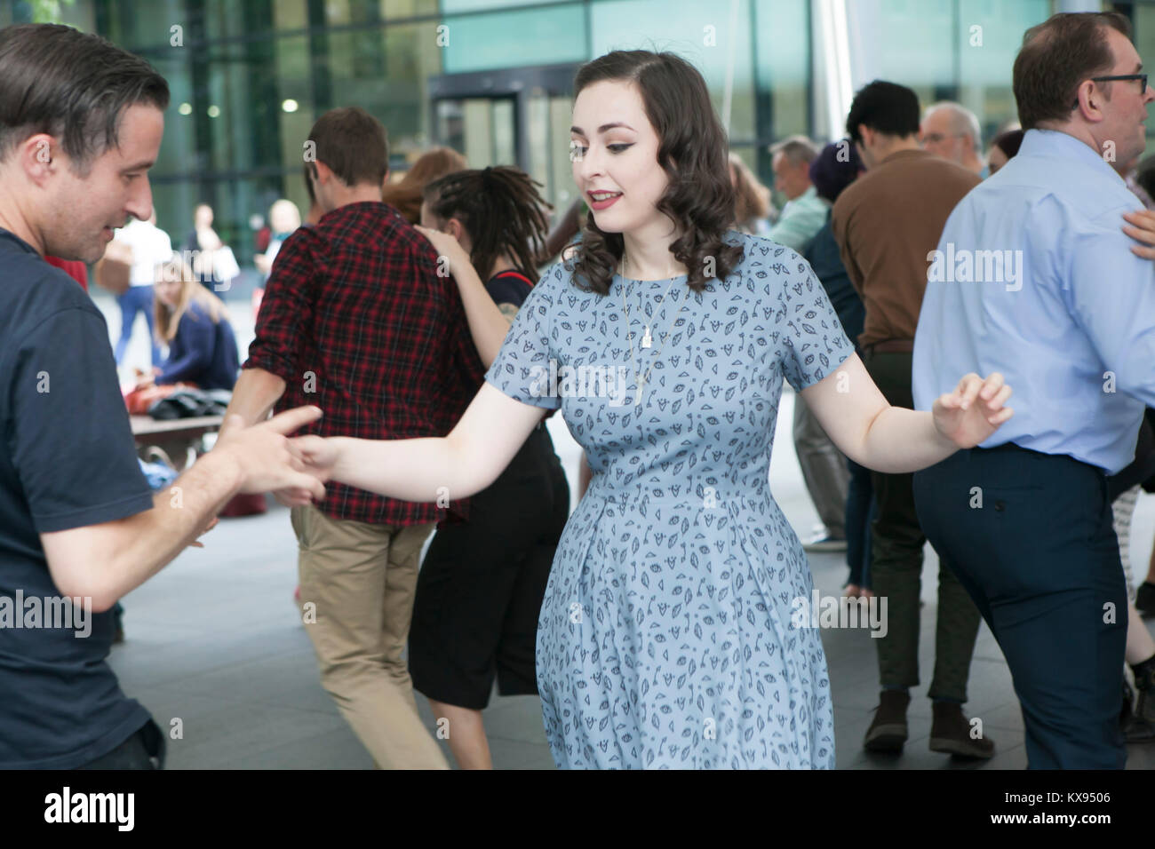 LONDON, ENGLAND - September 15, 2017 People are dancing lindy hop ...