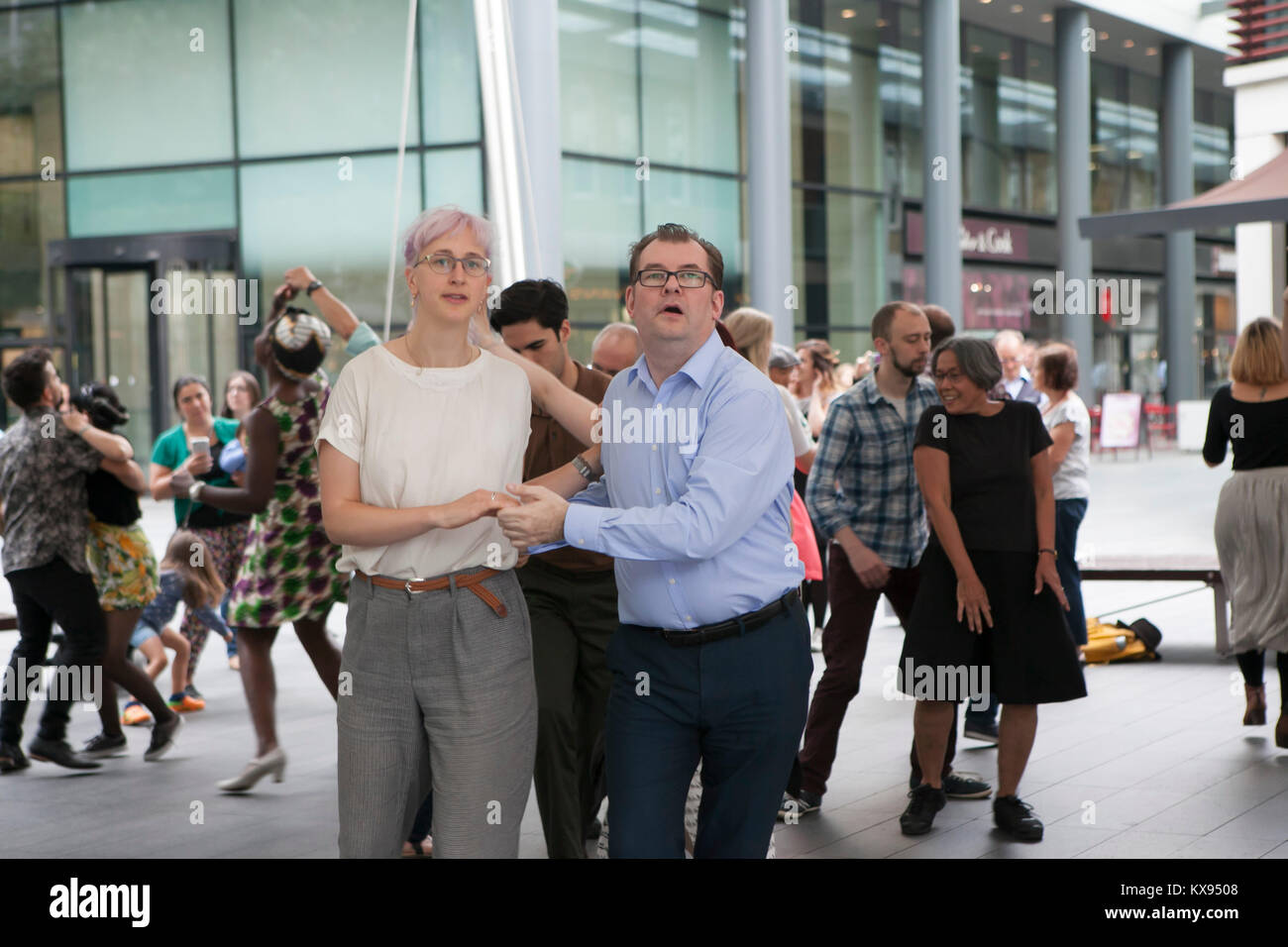 LONDON, ENGLAND - September 15, 2017 People are dancing lindy hop ...