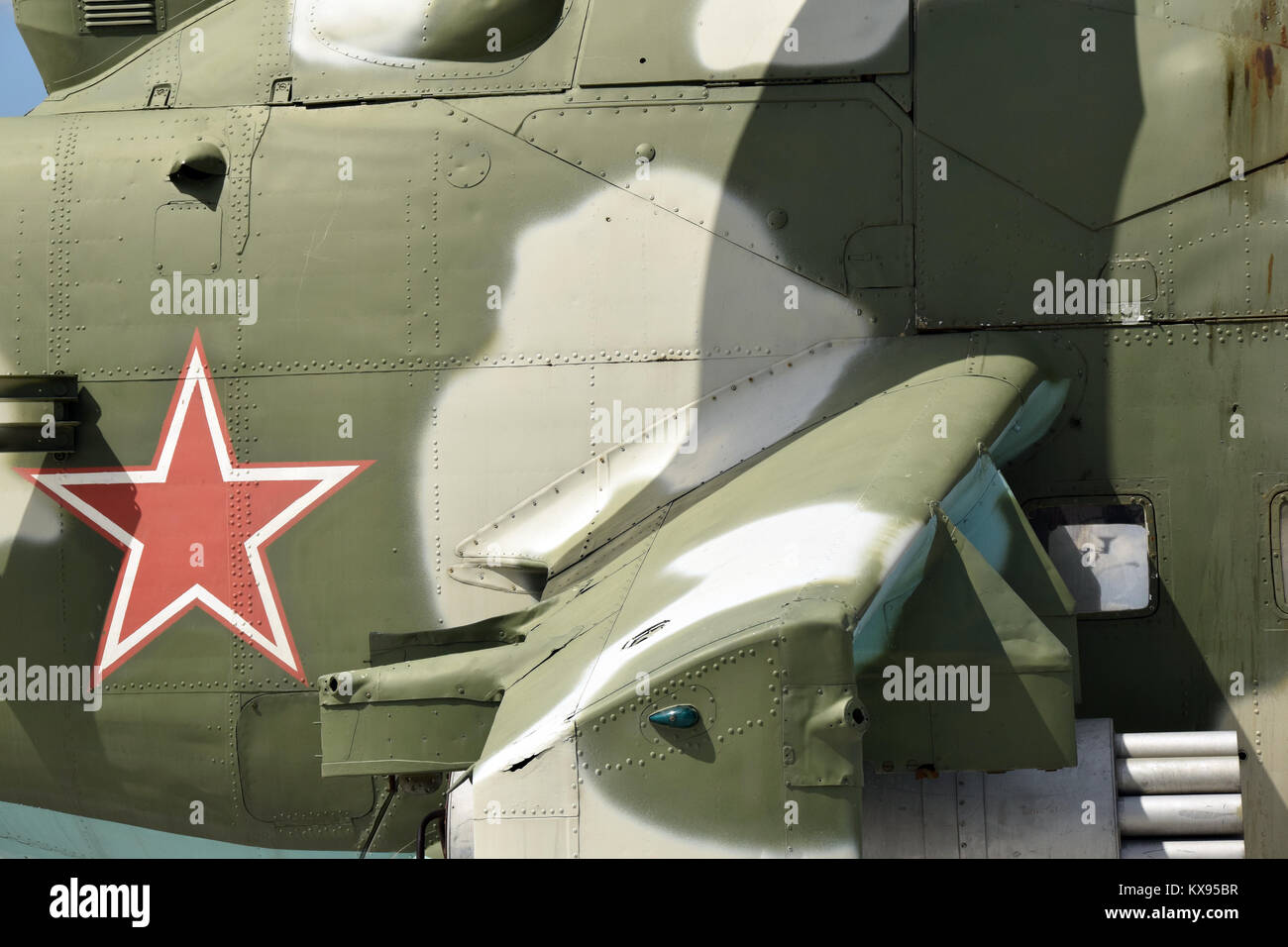 Detail of a Mil Mi-24 helicopter on display in the ''Battle Glory Of ...