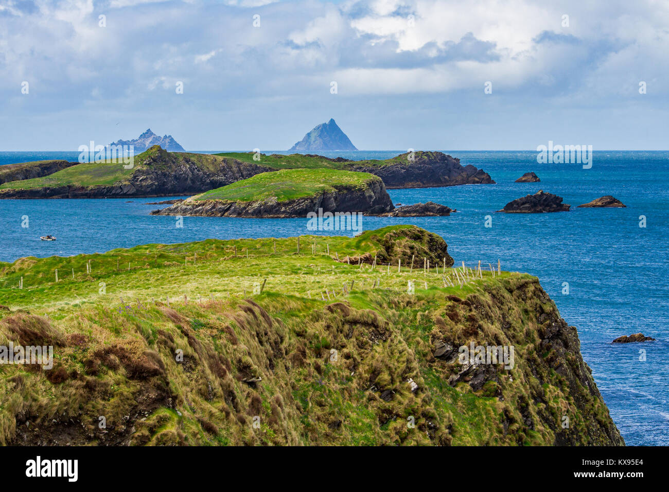 cliff coast of Valentia Island, County Kerry, Ireland, with view to ...