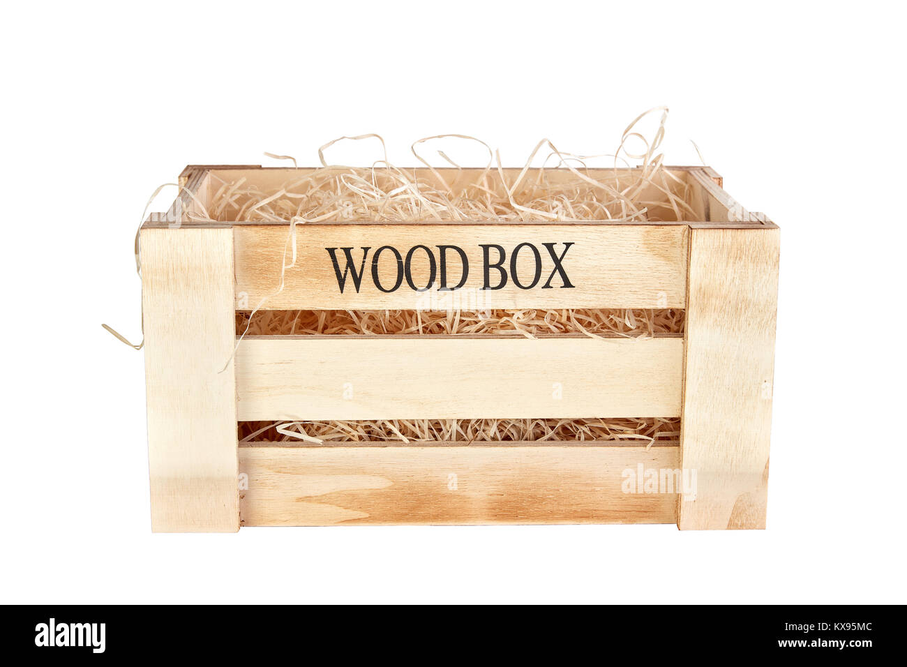 Wooden box with straw Stock Photo - Alamy