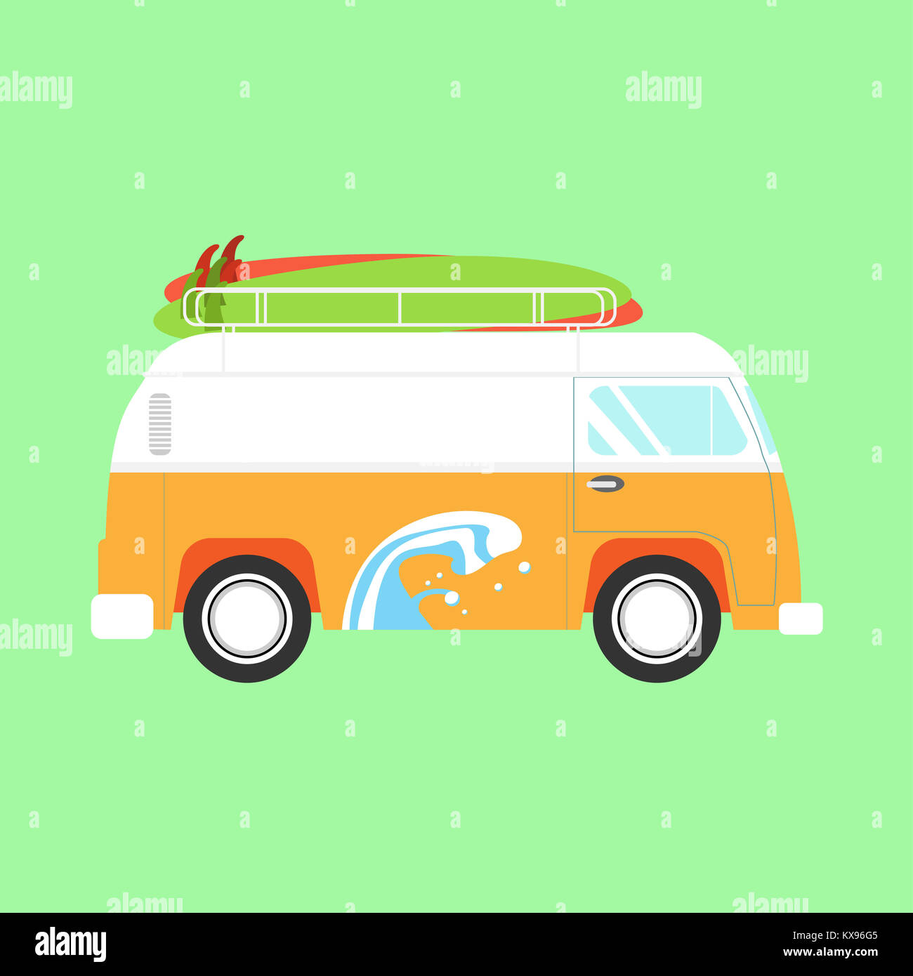 Vector illustration of a retro van Stock Photo - Alamy