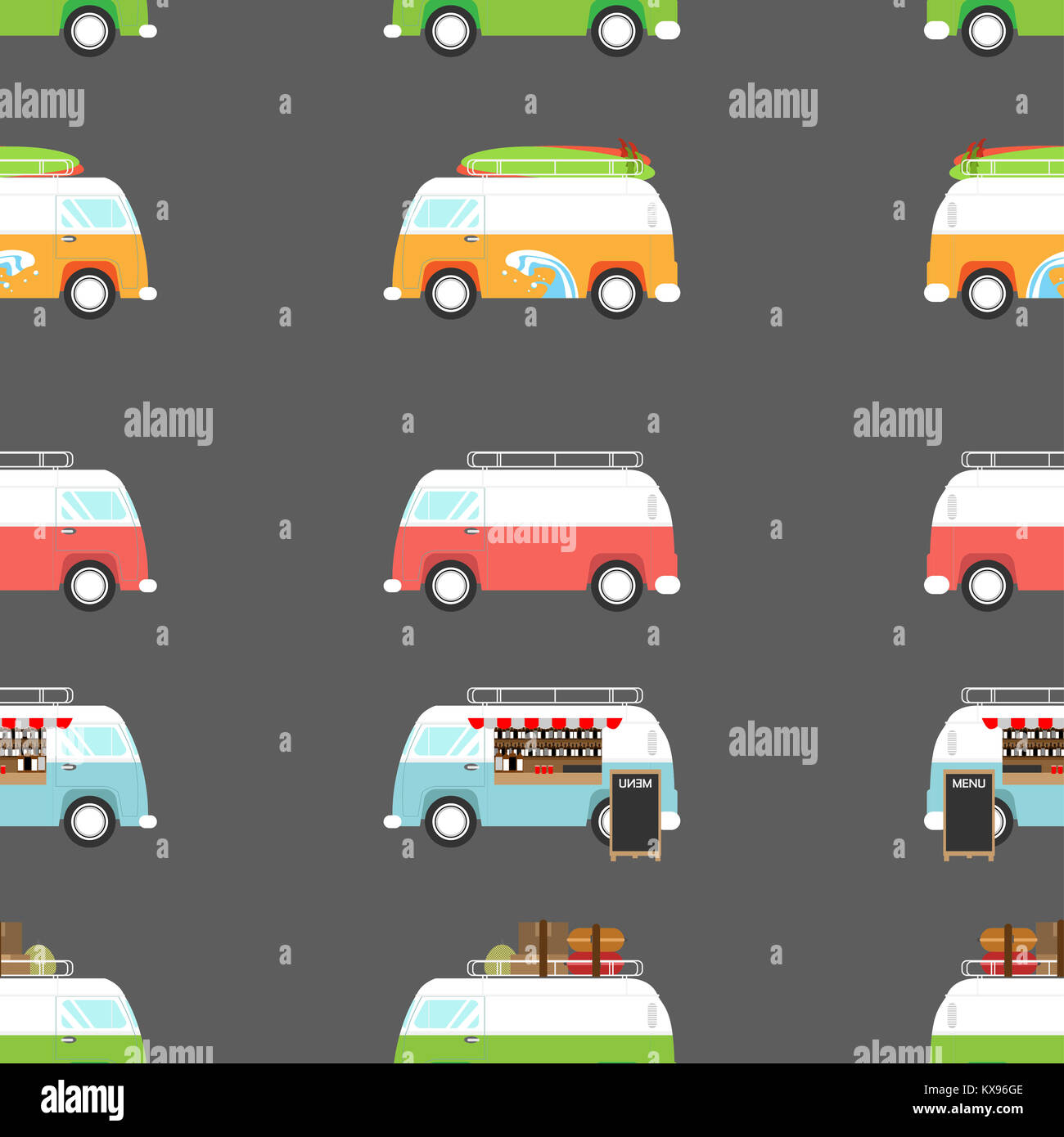 Vector illustration of a retro van Stock Photo - Alamy