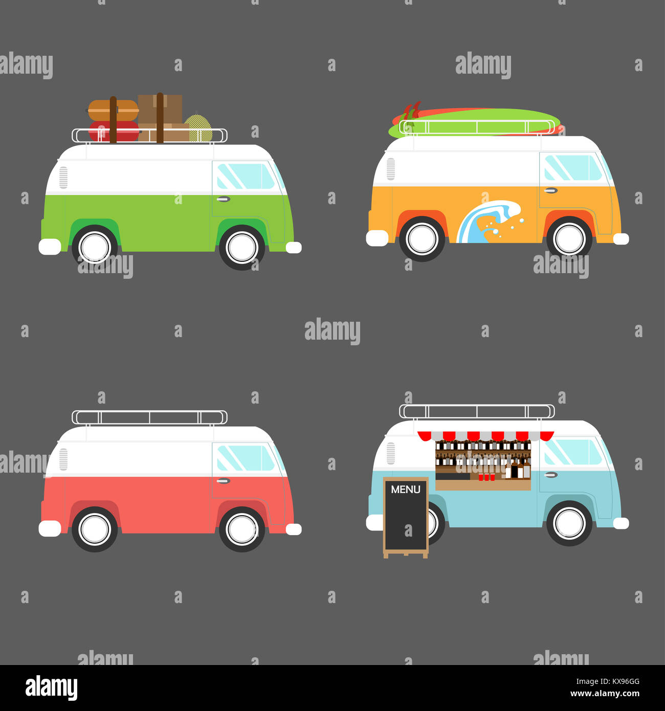 Vector illustration of a retro van Stock Photo - Alamy