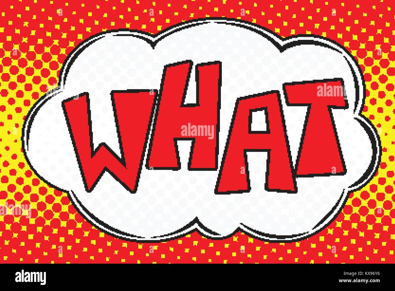 halftone color with balloon speech Lettering what vector Stock Vector ...