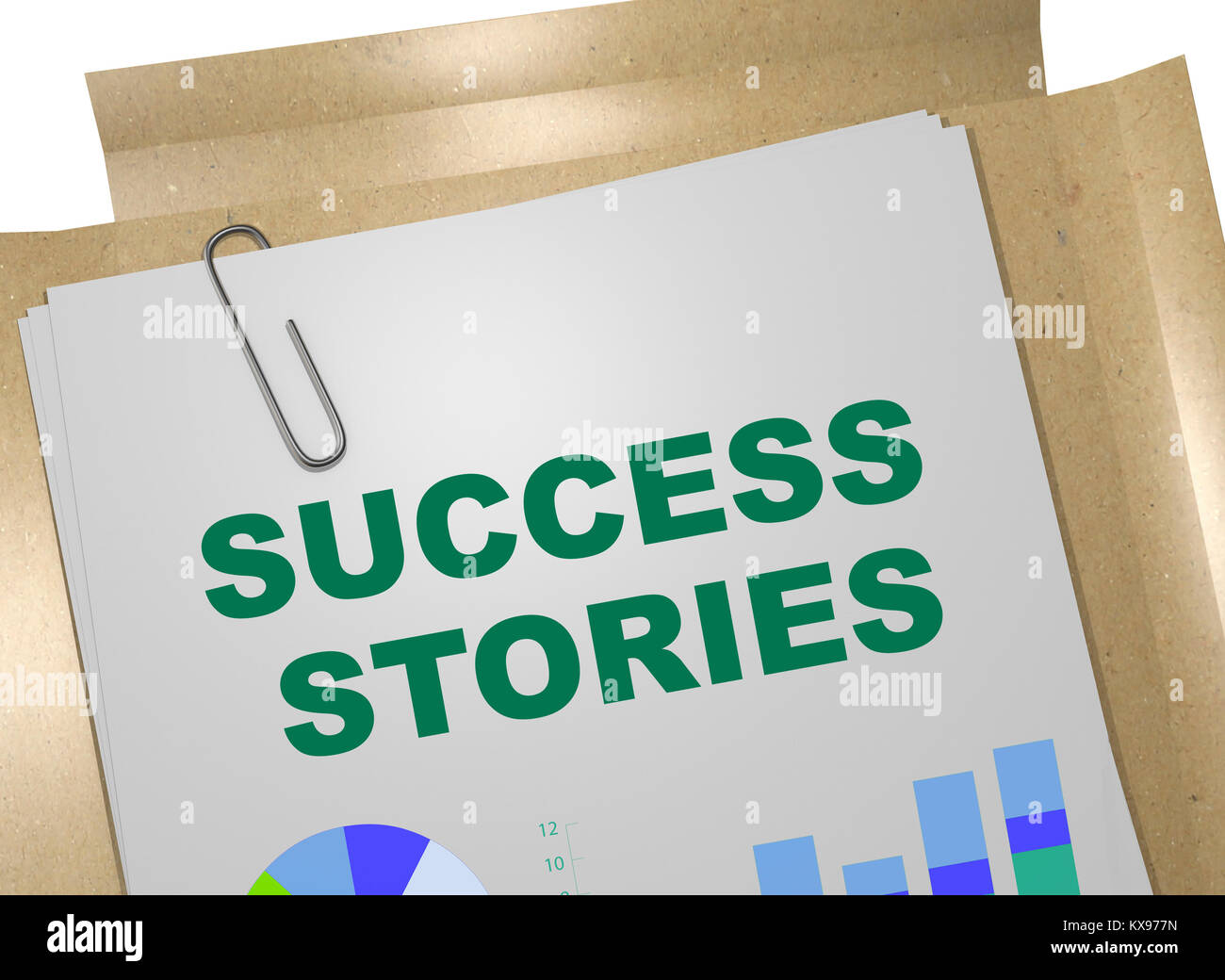 3D illustration of SUCCESS STORIES title on business document Stock ...