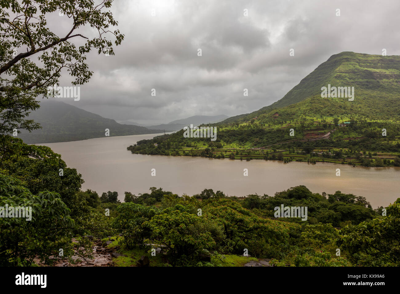 Monsoon landscapes around Tamhini Ghat and Mulshi Dam in western ghats ...
