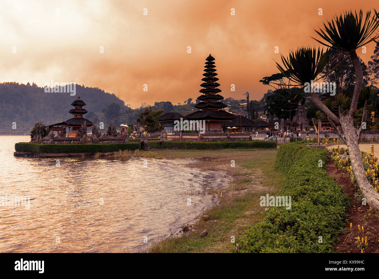 famous mystical Pura Ulun Danu Bratan water temple on a lake Beratan ...