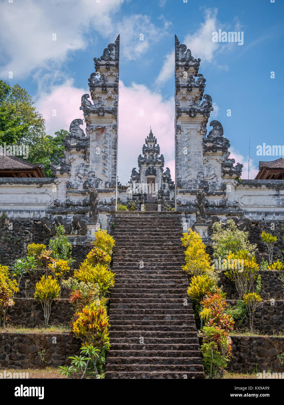 Traditional big gate entrance to temple. Bali Hindu temple. Bali island ...