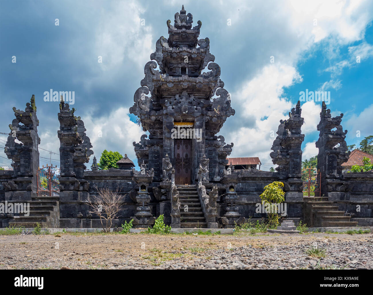 Traditional big gate entrance to temple. Bali Hindu temple. Bali island ...