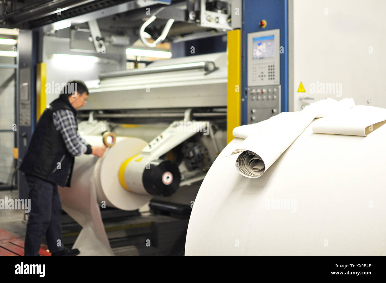 machines of a large printing plant - printing of daily newspapers Stock ...