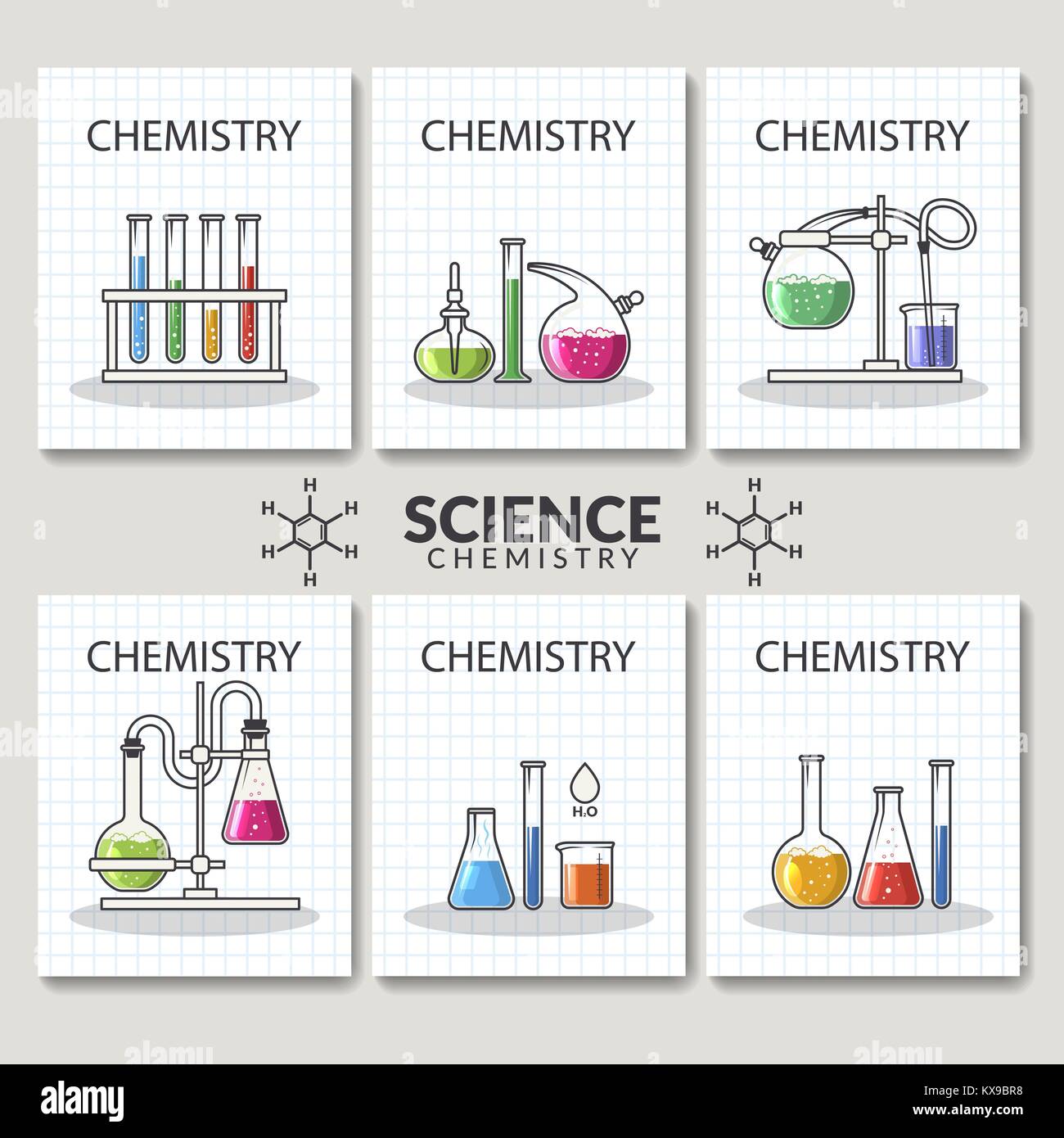 set of scientific laboratory research cards. Chemistry Stock Vector ...