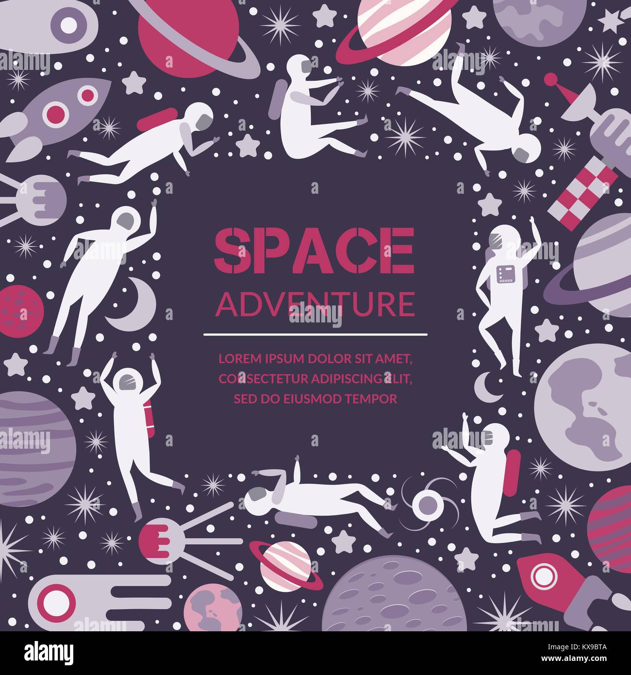 Vector space objects, symbols and design elements, spaceships, planets ...