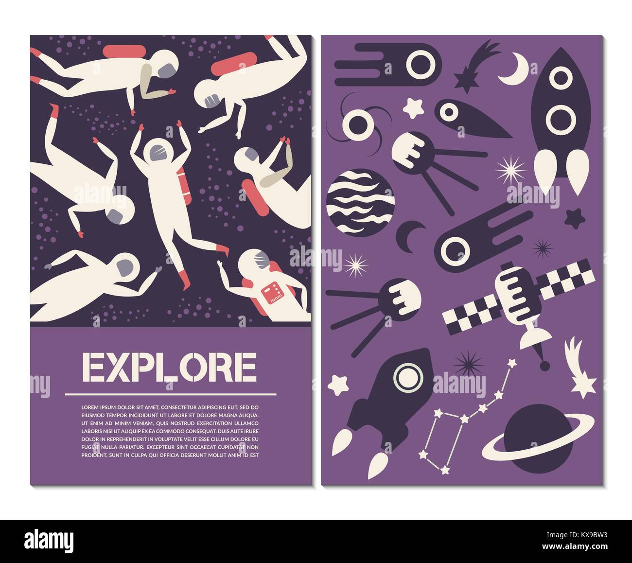 Space banners. Objects, symbols and design elements Stock Vector Image ...