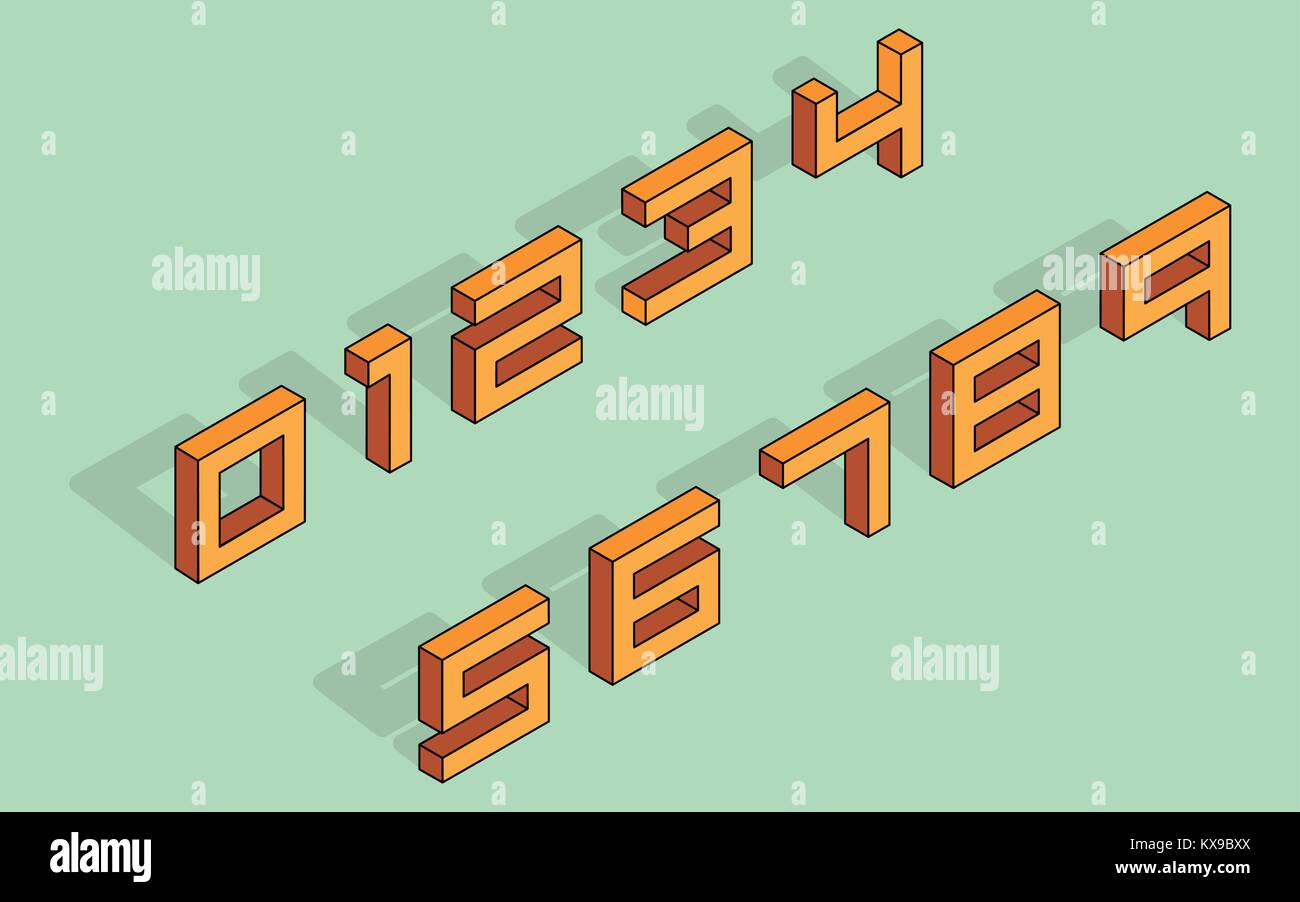3D 8-Bit Isometric Numbers Stock Vector Image & Art - Alamy