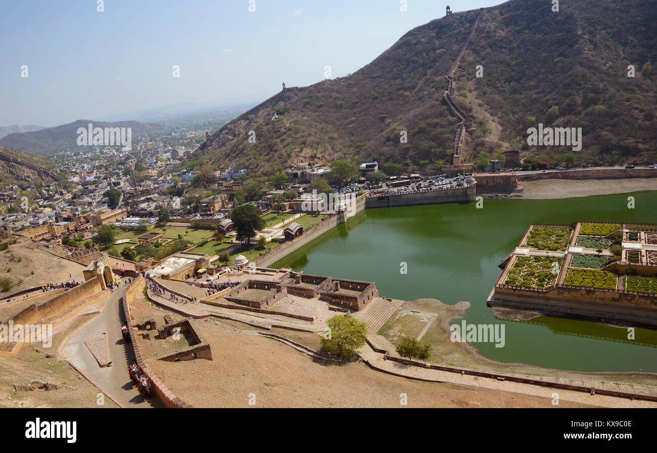 Aerial view of Amber fort and city Stock Photo - Alamy