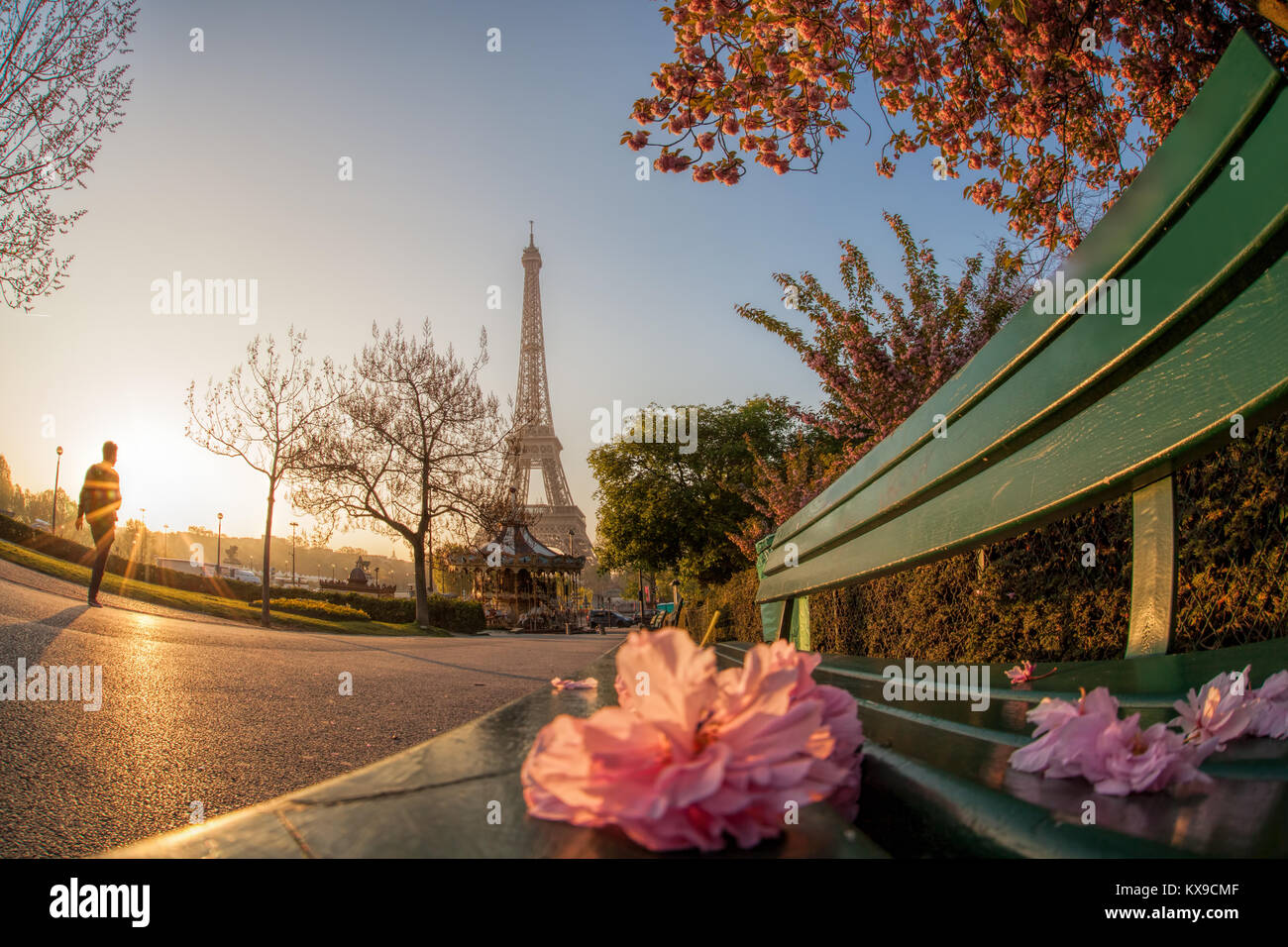 Eiffel Tower with spring trees in Paris, France Stock Photo - Alamy
