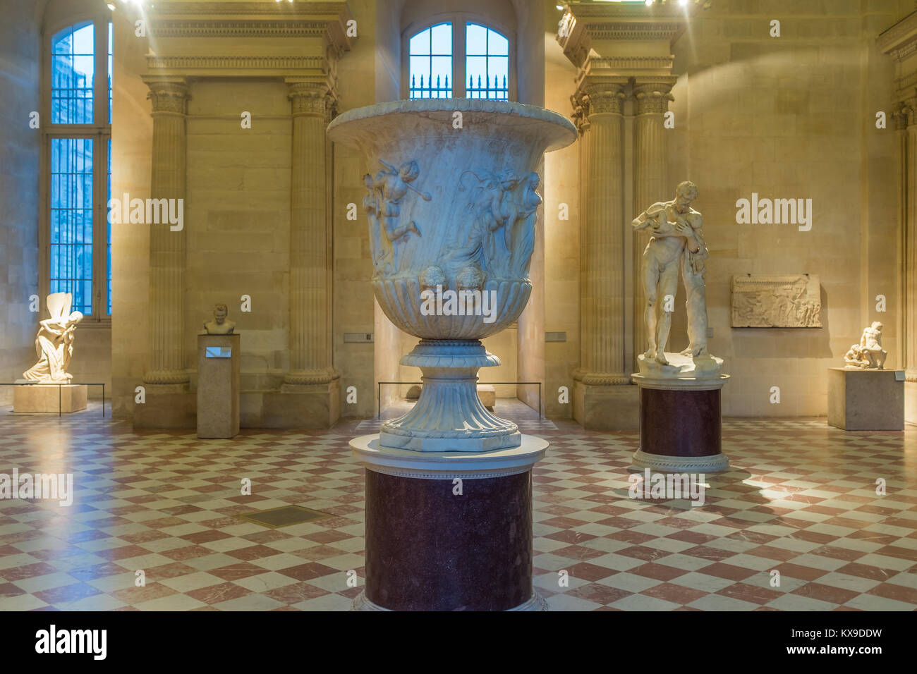 PARIS - December 02 2017: Ancient statues at the Louvre Museum Paris ...