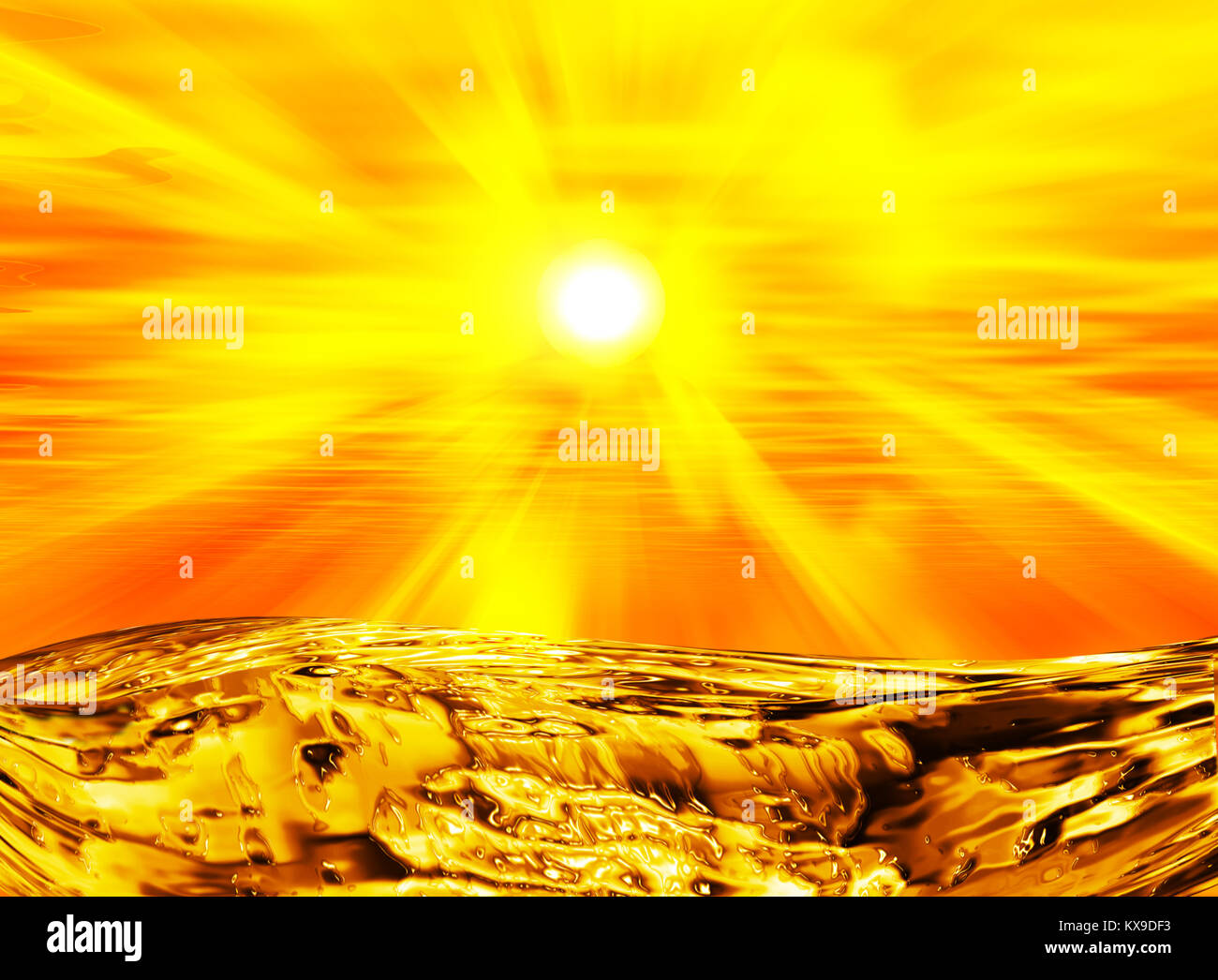 Gold abstract background with sun and sunbeams. Golden wave Stock Photo ...