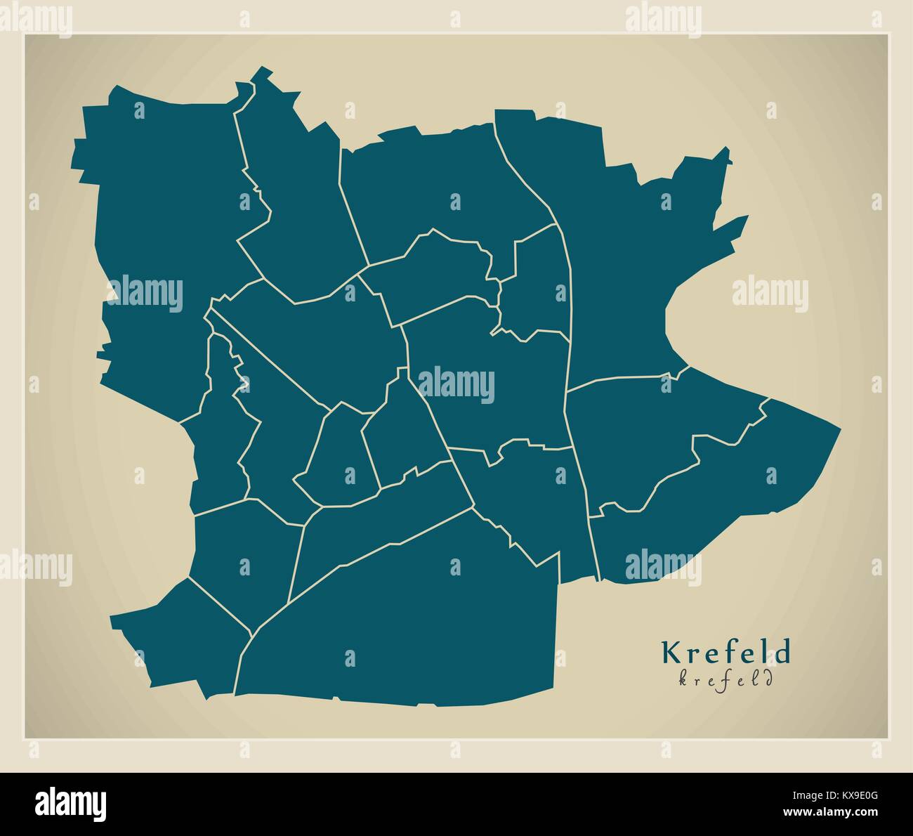 Modern City Map - Krefeld city of Germany with boroughs DE Stock Vector Image & Art - Alamy
