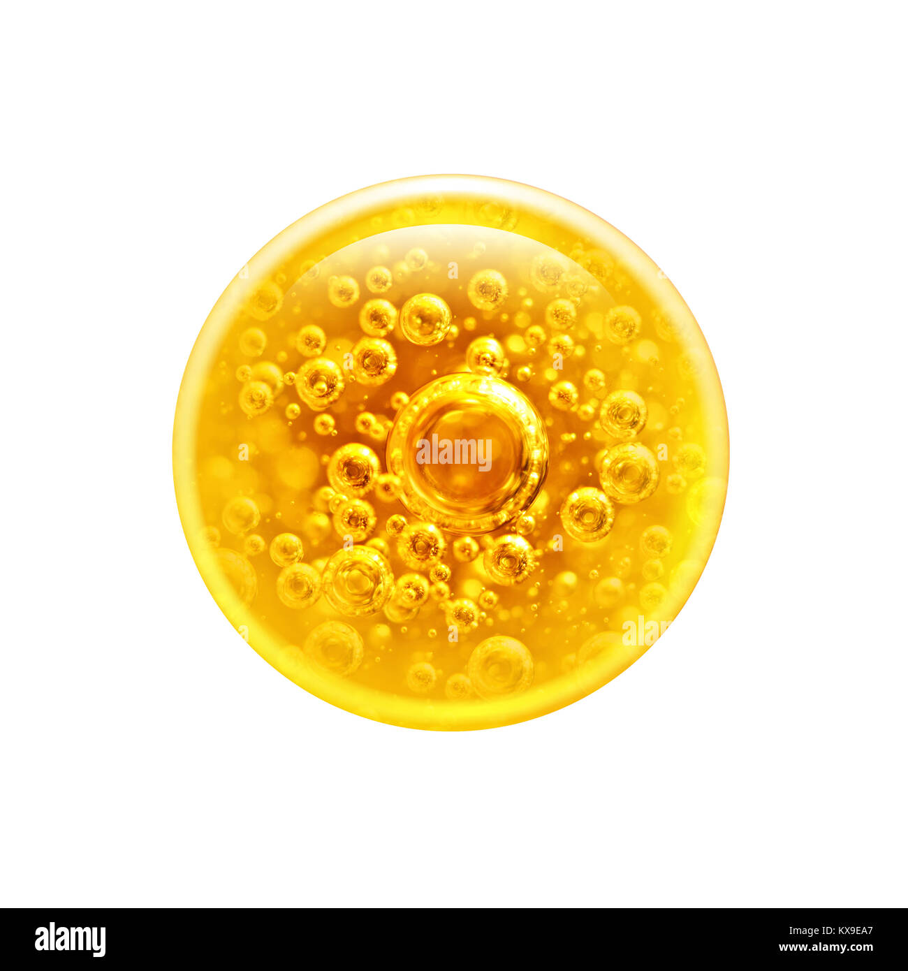 Bubbles oil inside a large oil bubble isolated on white background ...
