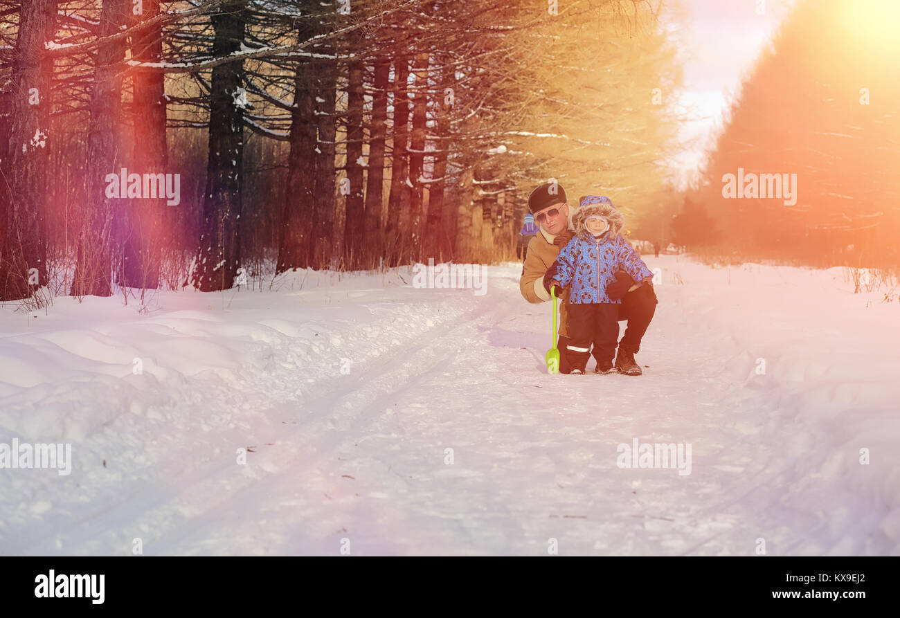 Winter park under the snow. January morning walk through the for Stock ...