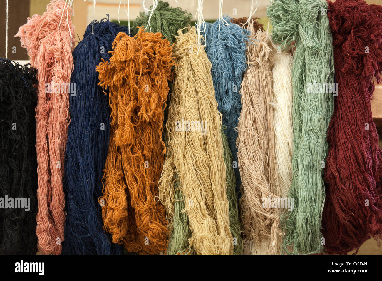 Colorful of raw silk threads Stock Photo - Alamy