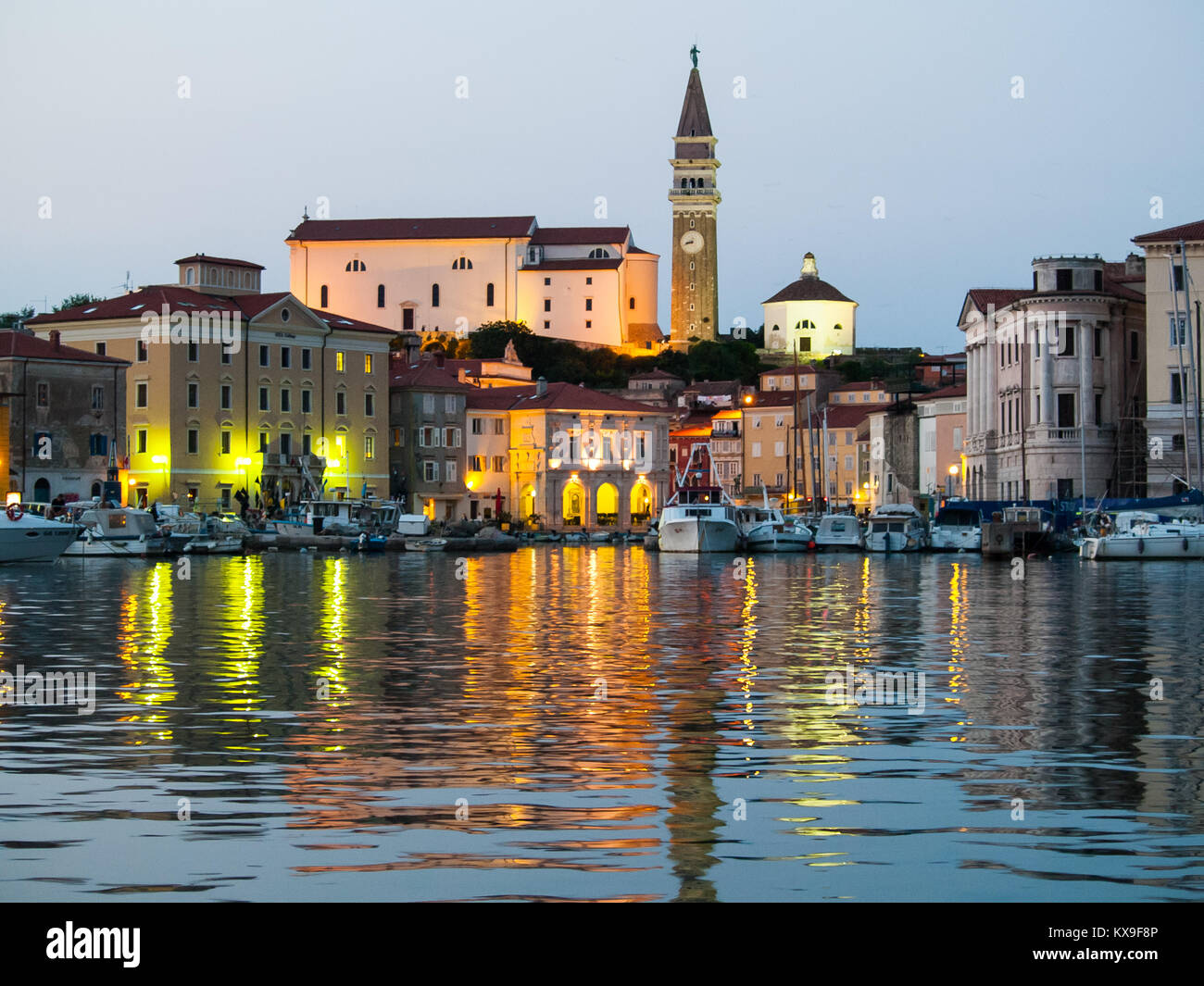 Night view of the port of Piran,Slovenia Stock Photo - Alamy