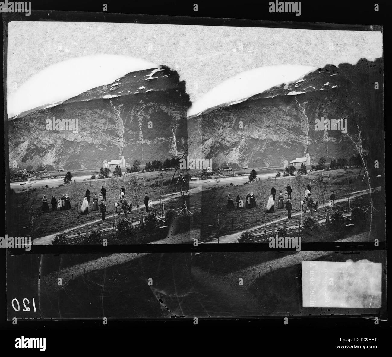 Stereoscopic image showing Beiarn Church in Norway from the priest's ...