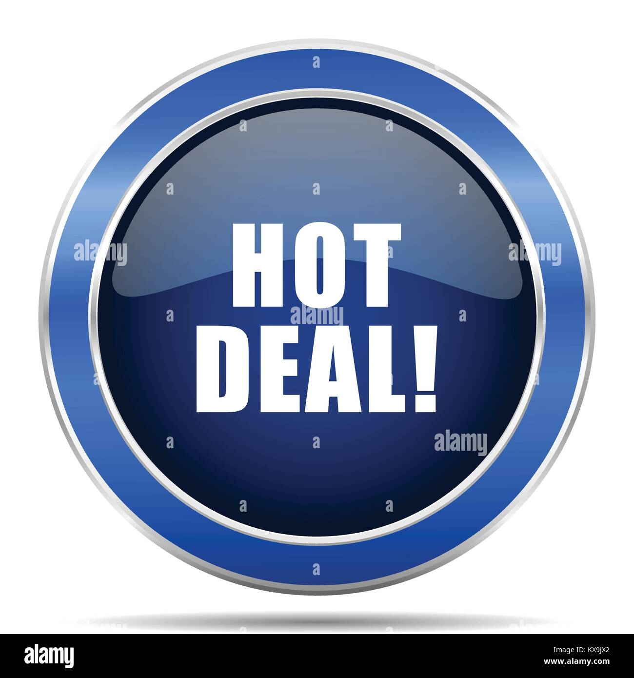 Hot deal vector icon. Modern design blue silver metallic glossy web and ...