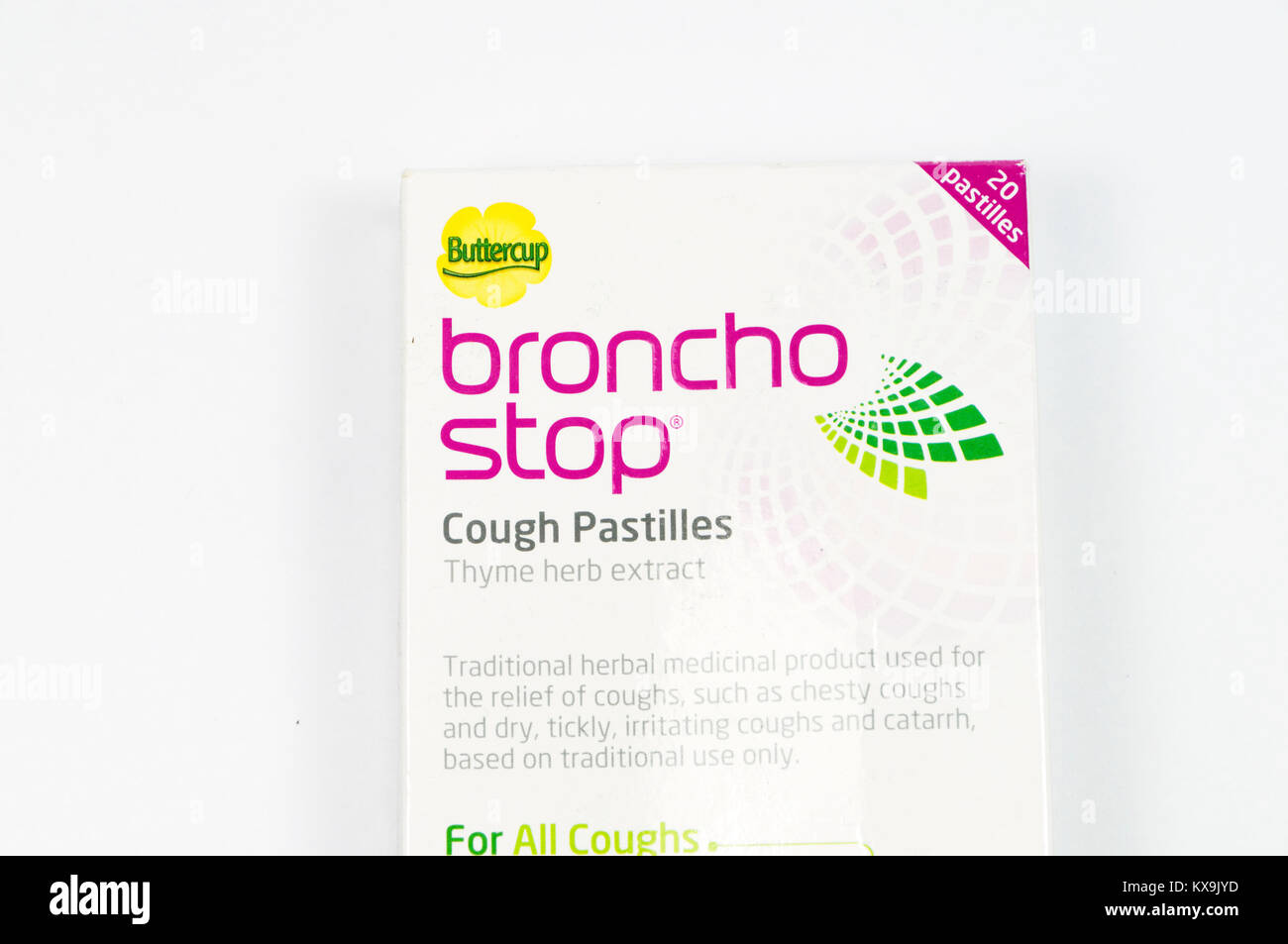 Broncho Stop natural herb extract cough pastilles Stock Photo - Alamy