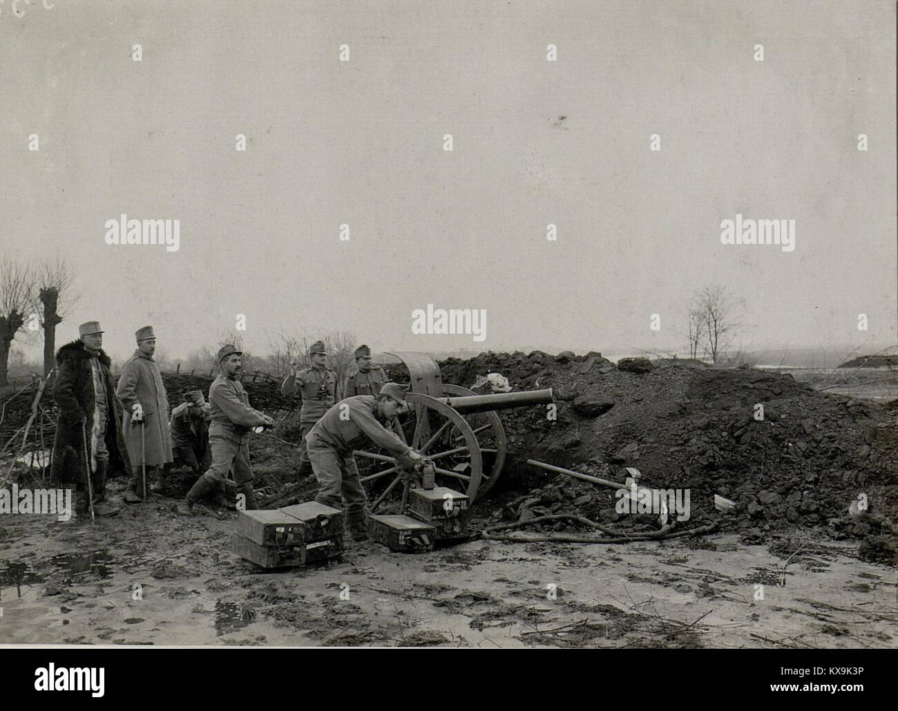 Photograph of a 9 cm Feldkanone M.75 with an adapted shield in an ...