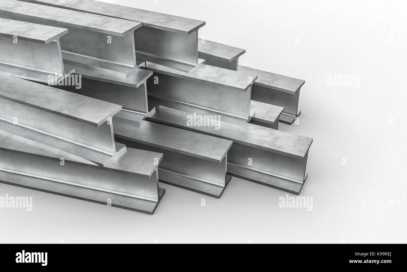 steel metal beam on white background 3d rendering image Stock Photo - Alamy